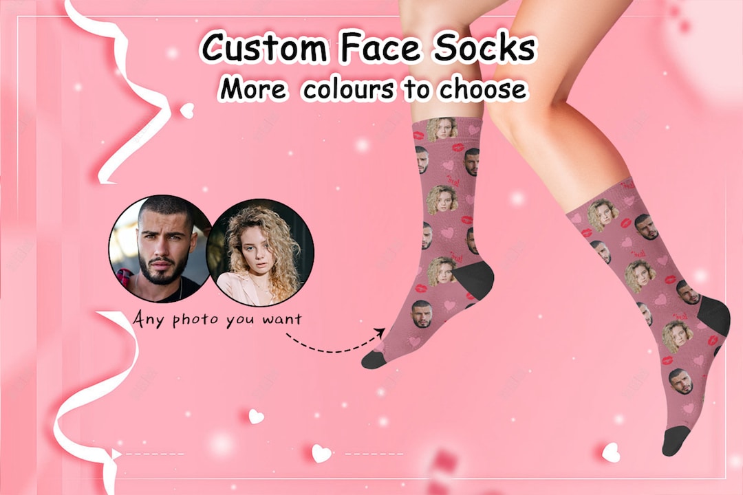Custom Couple Face Socks,custom Photo Socks,custom Valentines Day Socks ...