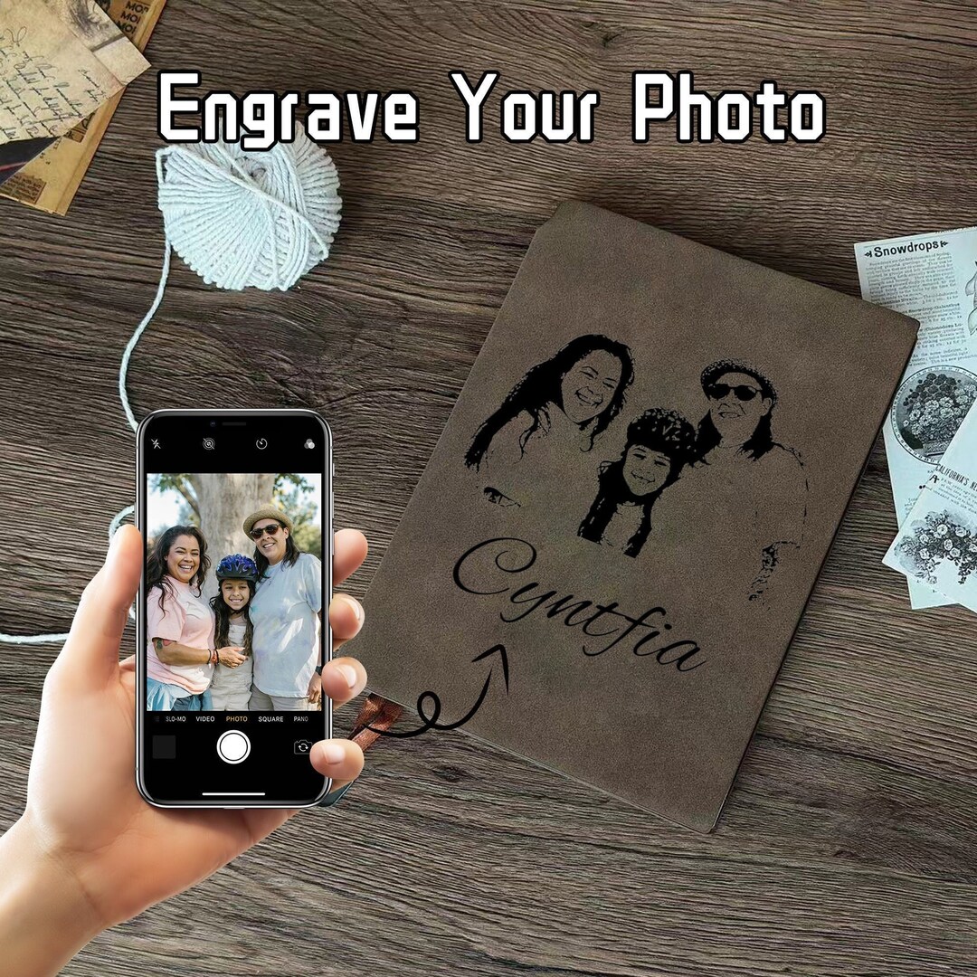 Personalized Photo Journal,custom Name Leather Journal,custom Picture ...