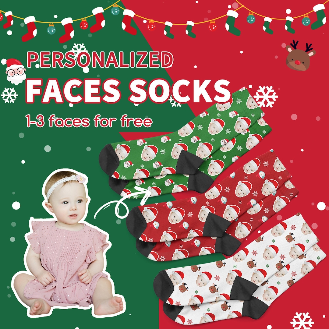 Custom Christmas Socks, Custom Photo Socks, Christmas Socks ...