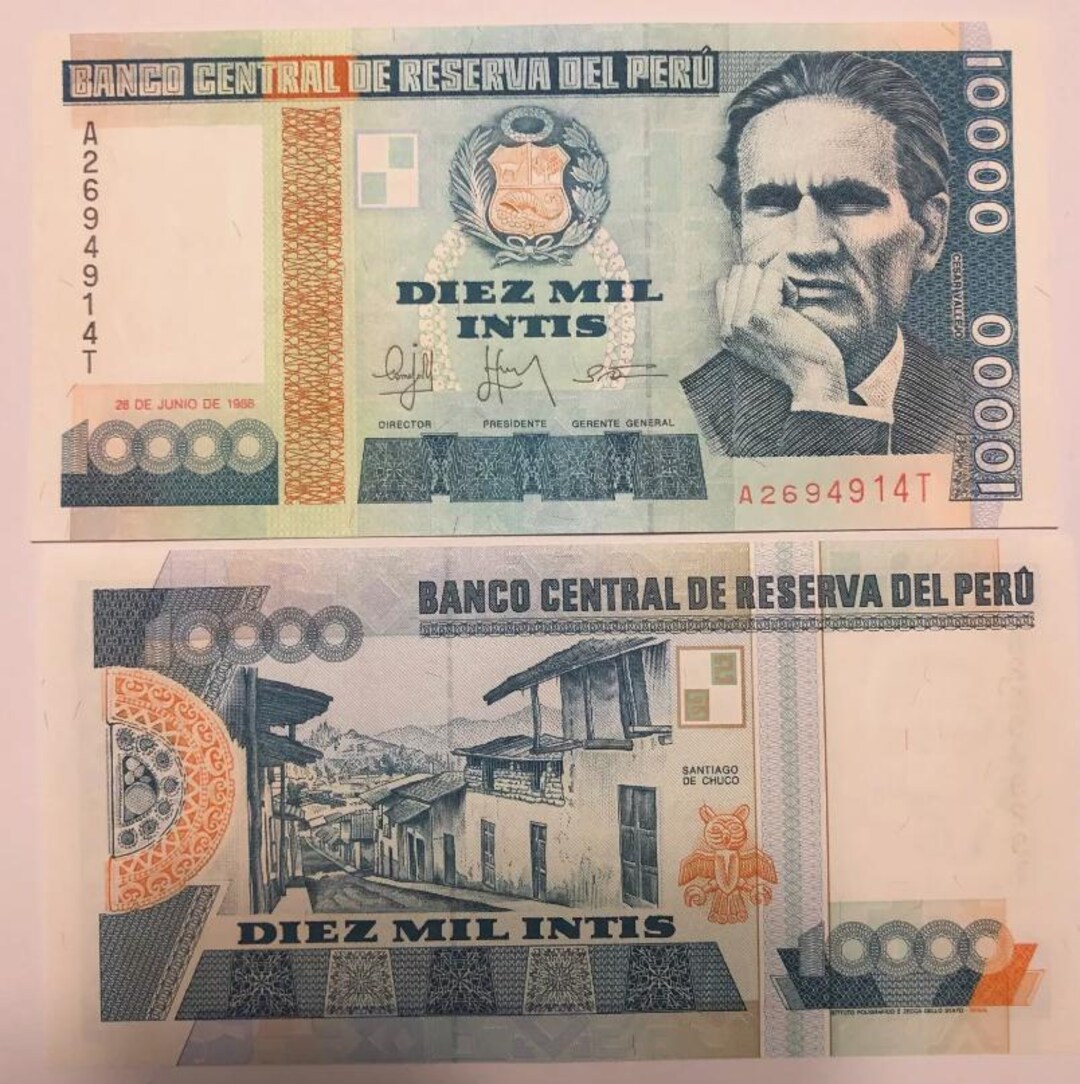 Peru 10,000 Inits 1988 Cesar Vallejo Uncirculated Authentic Real Legal ...