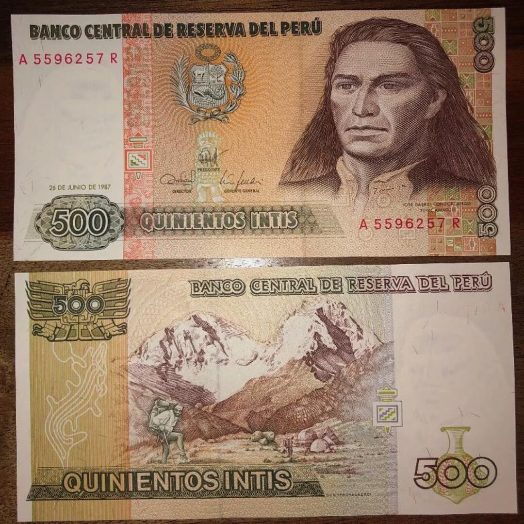 Peru 500 Inits 1987 Tupac Amaru Uncirculated Authentic Real Legal ...