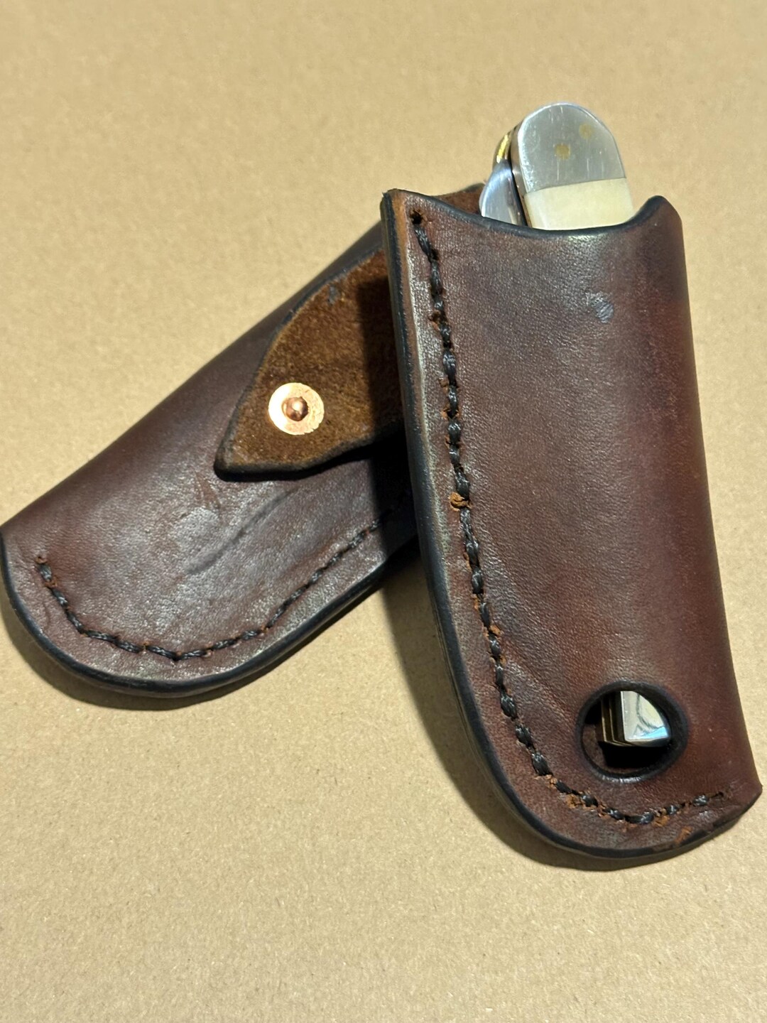 Handmade Genuine Leather Sheath for Boker, Case, Trapper, or Stockman 4 ...