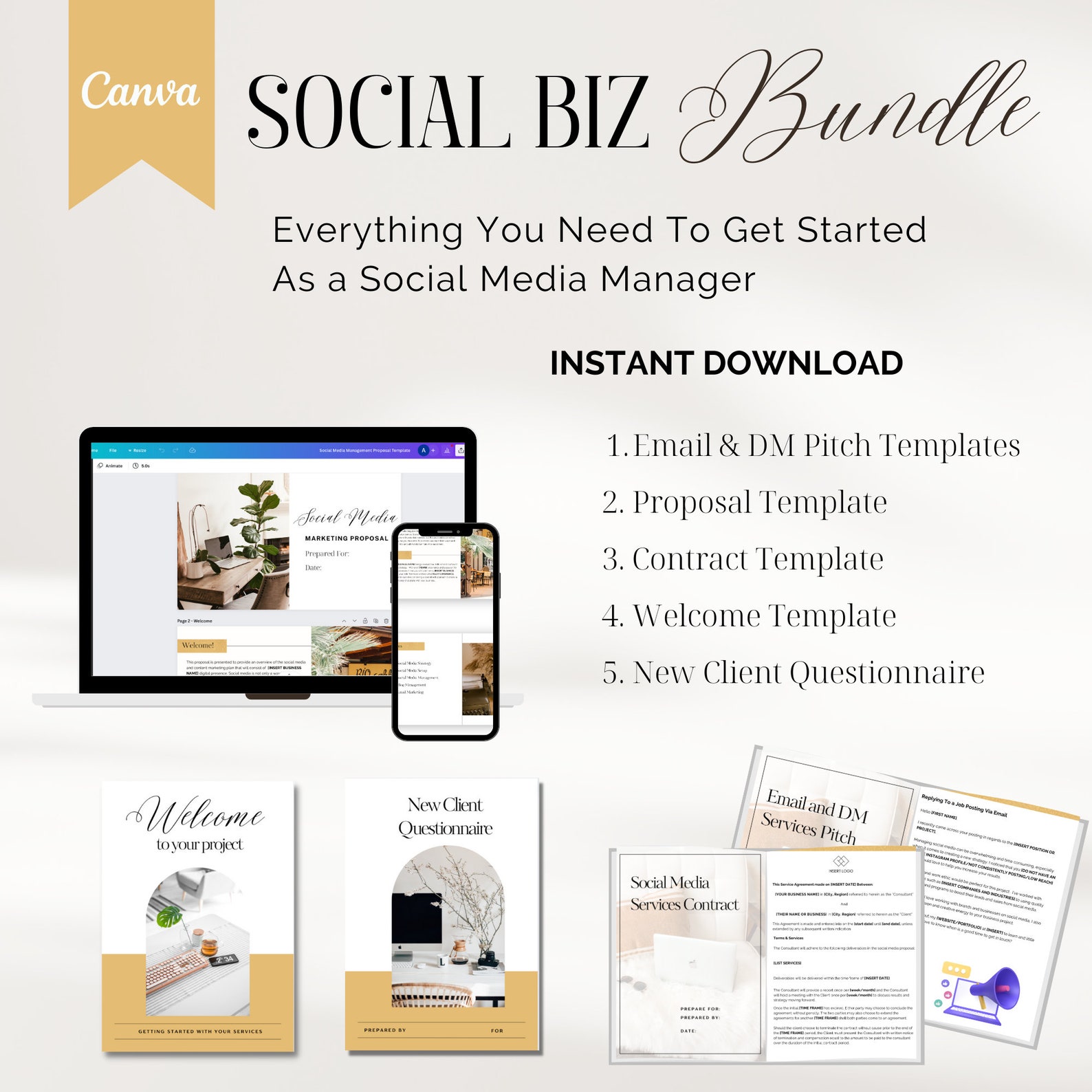 Social Media Manager Template Package | Social Biz Bundle | Marketing ...
