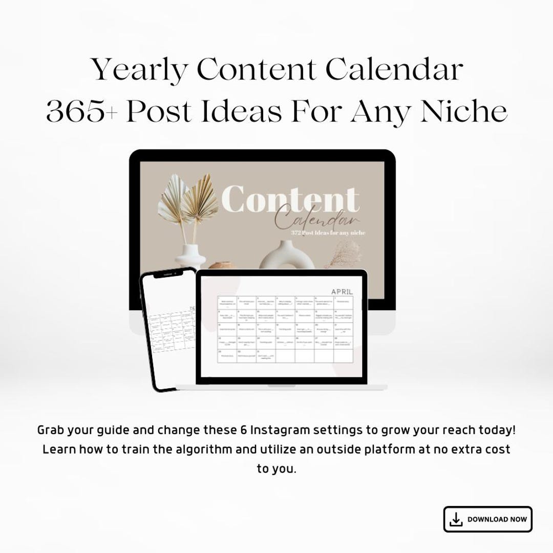 Yearly Content Creation Calendar With Over 365+ Ideas for Any Niche ...