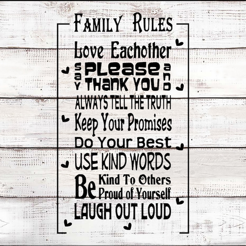 Family Rules Svg Files, Family Svg File, Instant Download, Cricut ...