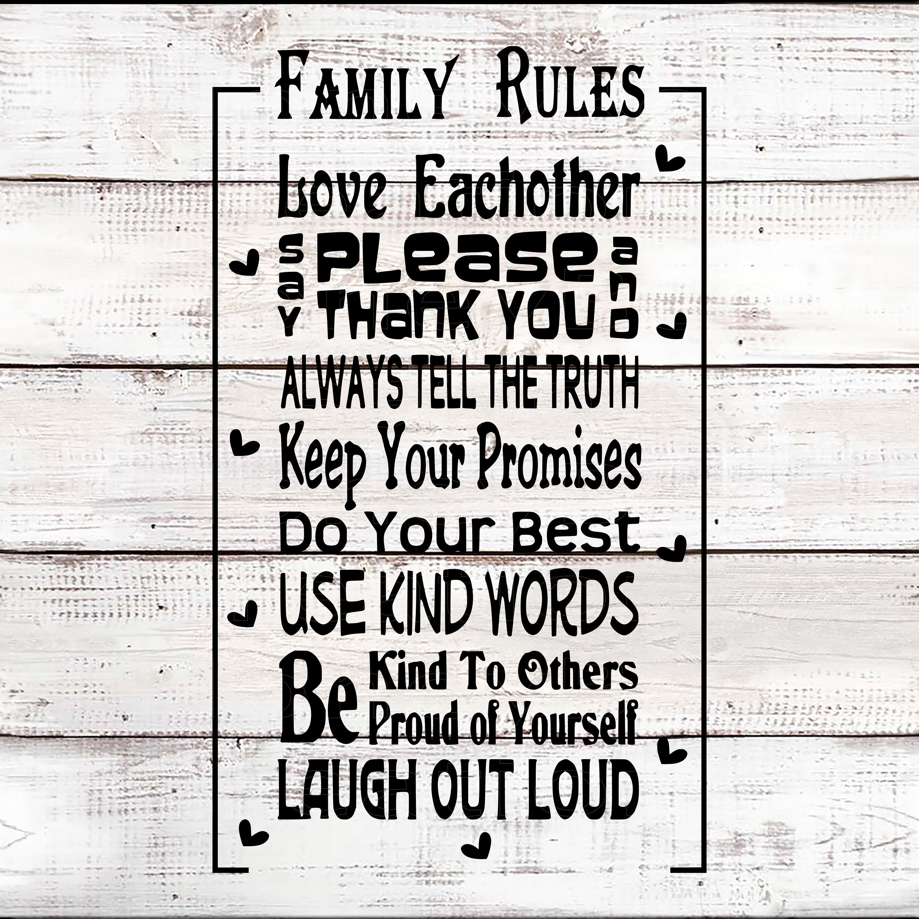Family Rules Svg Files, Family Svg File, Instant Download, Cricut ...