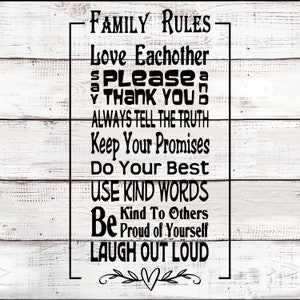 Family Rules Svg, Family Svg, Mom Life Svg, Inspirational Svg, Family ...