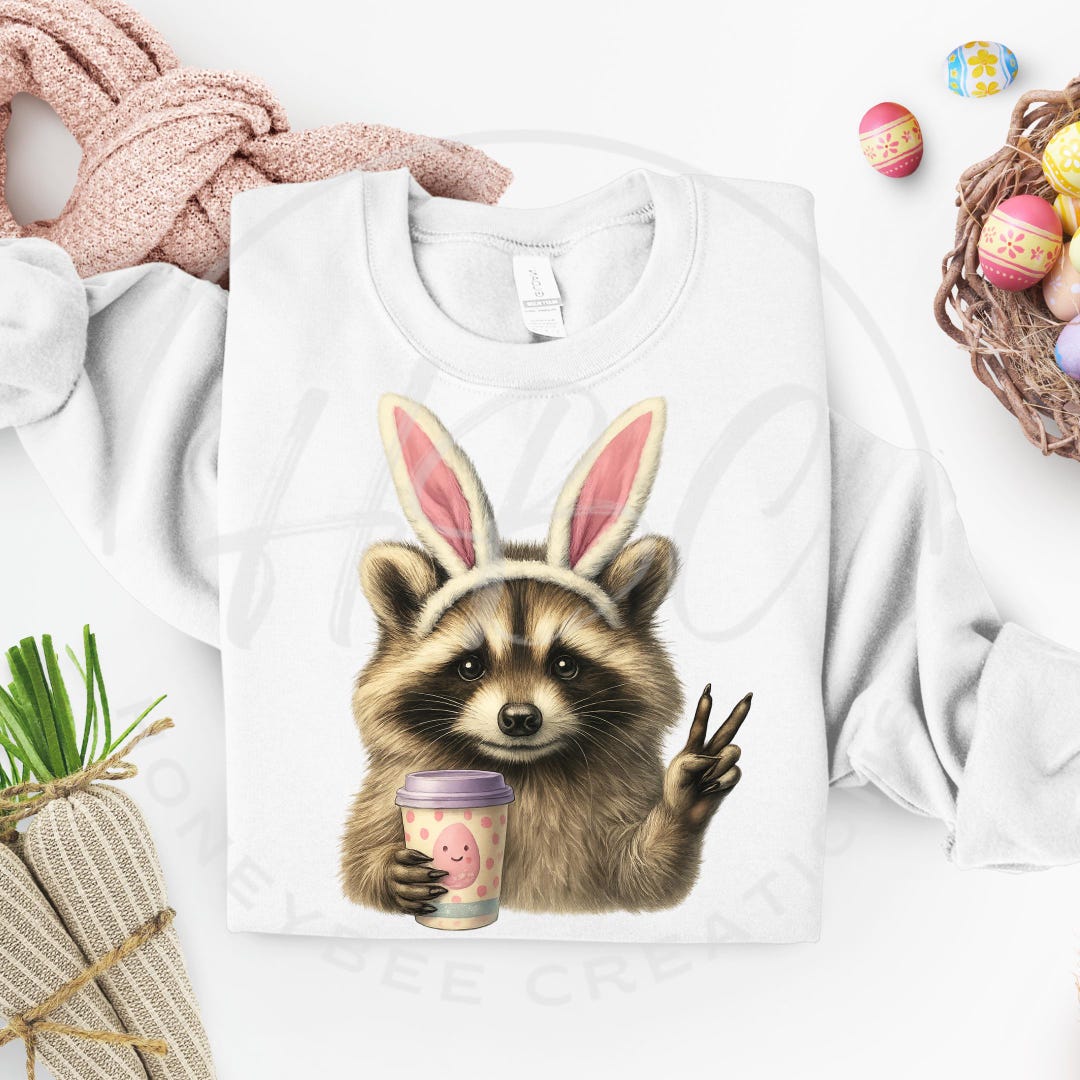 Funny Easter Raccoon Png, Bunny Ears Raccoon Png, Easter Bunny Raccoon ...