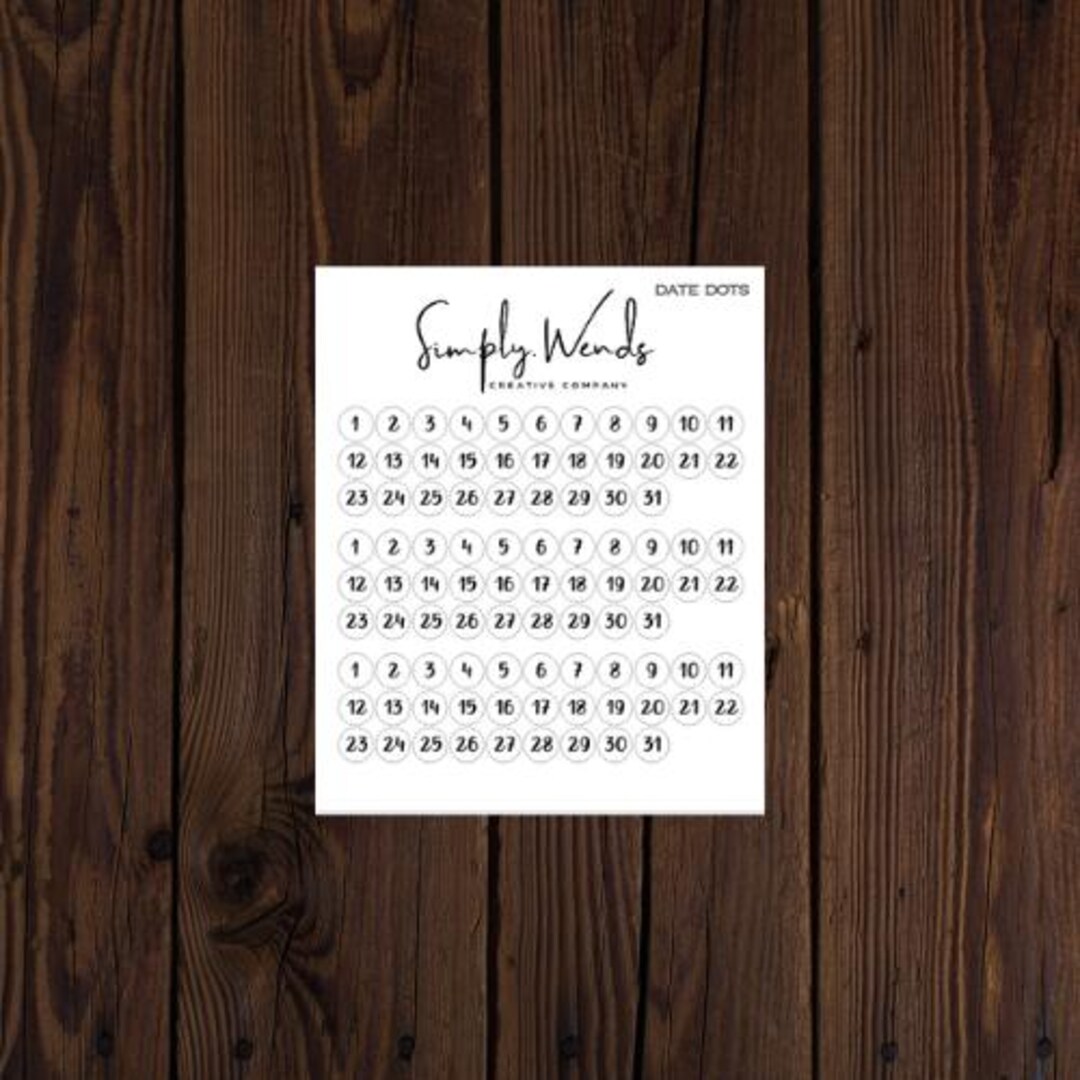 Planner Date Dots – Minimal Calendar Stickers for Undated Planners ...