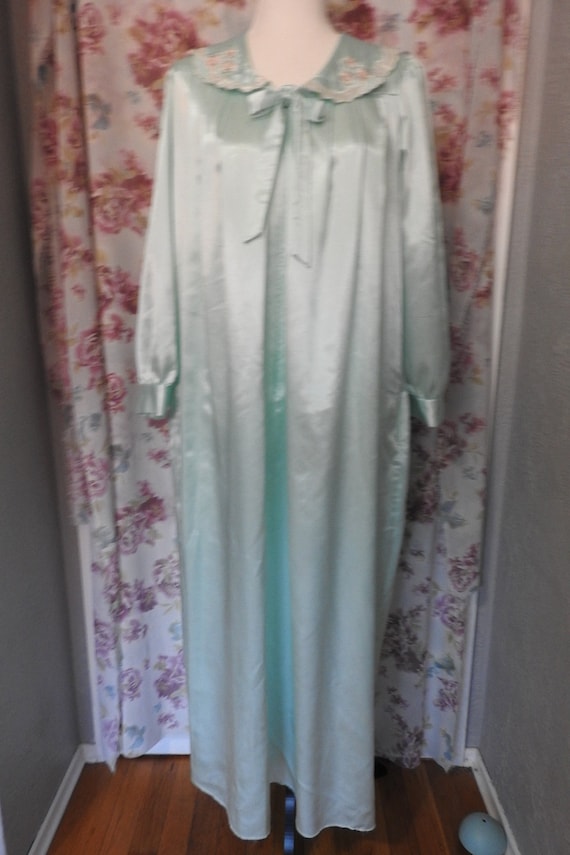 Vintage 1980's Long Granny Nightgown~ Satin Finish~ N… - Gem