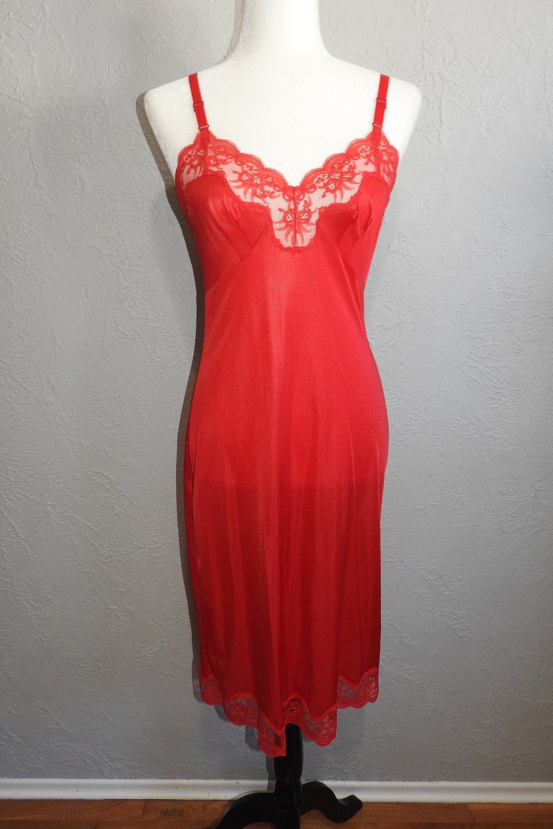 Vintage 1960's French Maid Full Slip Lolita Red Sexy Lacy Boudoir - Etsy