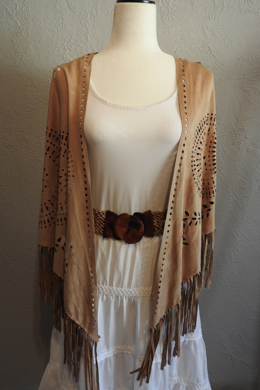 Handmade Faux Suede Wrap/shawl ~ Fringed ~ Boho ~ Festival Wrap ~ Cut ...