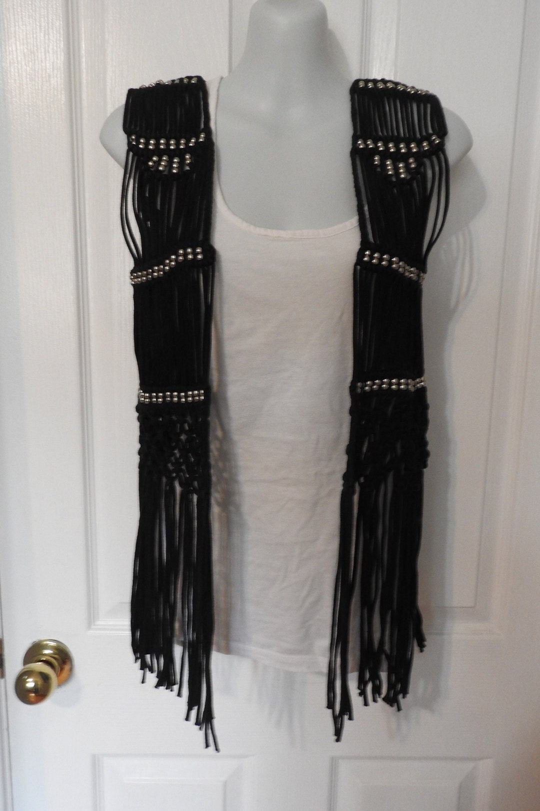 Handmade Fringed Vest ~ Metal Beads ~ Macrame ~ Boho ~ Festival Vest ...