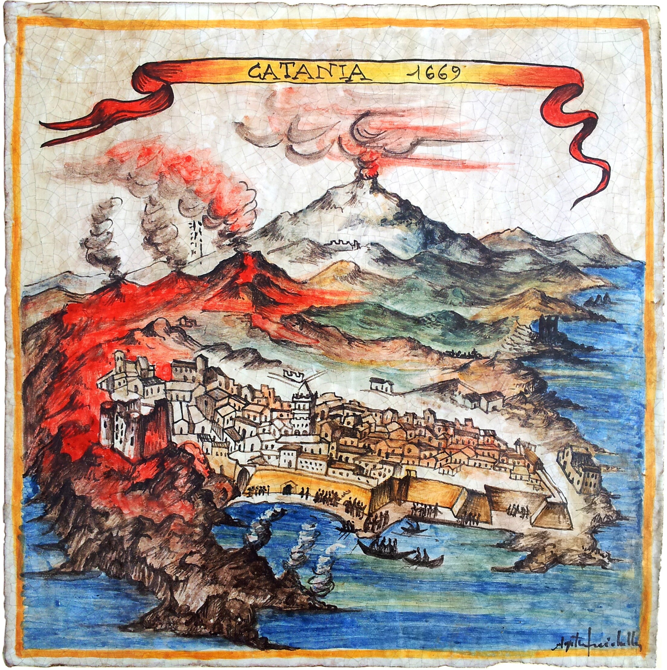 Etna Eruzione Storica Del 1669 Su Piastrella in Ceramica | Etsy Etna Eruzione Storica Del 1669 Su Piastrella in Ceramica | Etsy