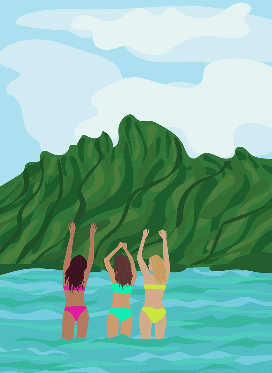 Art & Collectibles Digital Prints Prints Tropical Island Girl Digital ...