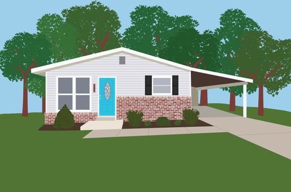Custom Digital House Portrait Illustration - Etsy