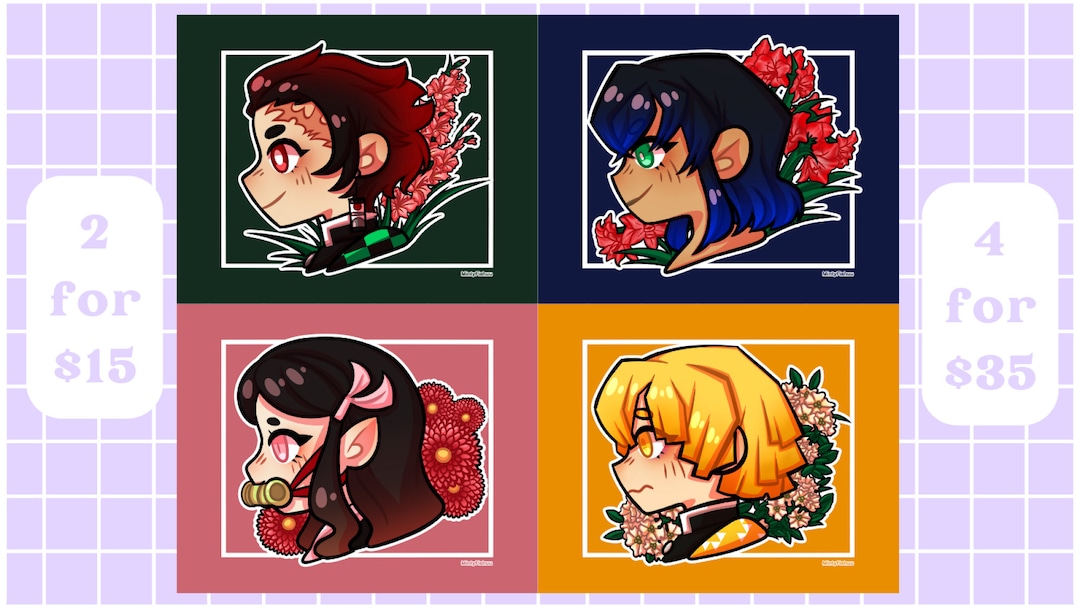 Demon Slayer Flower Headshot Print - Etsy