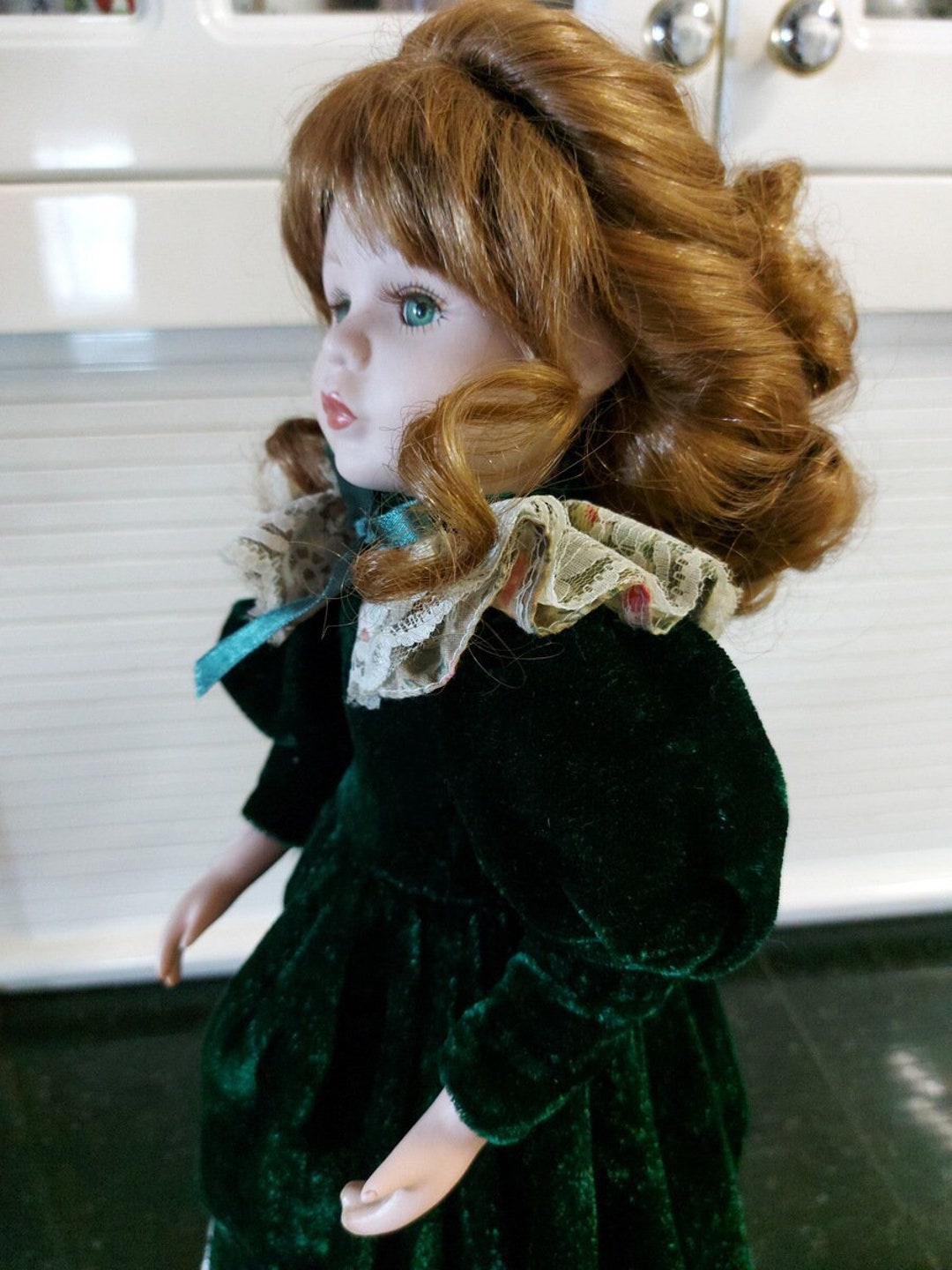 Vintage Porcelain Green Dress Beauty Elegant Doll - Etsy