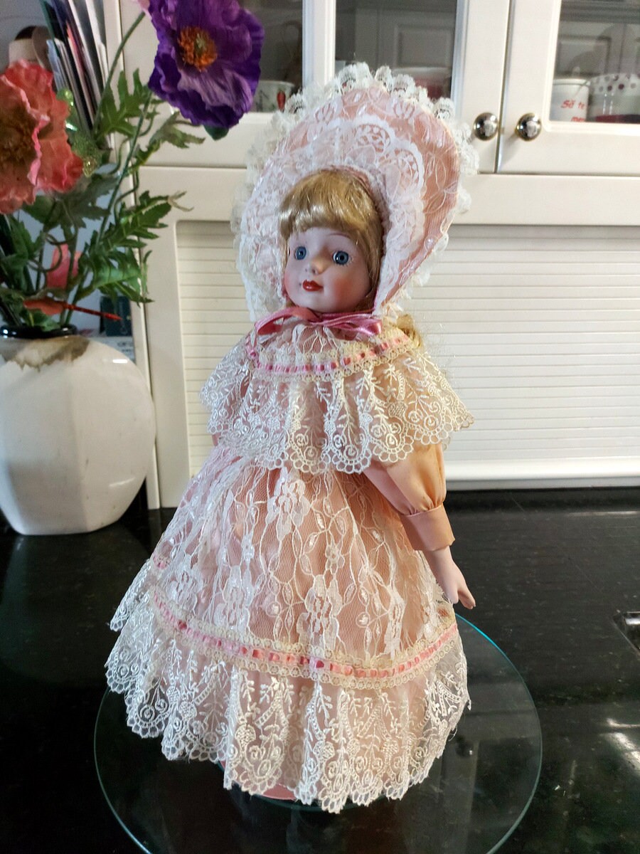 Vintage Porcelain Pink Lace Dress Doll, Collectible Doll - Etsy