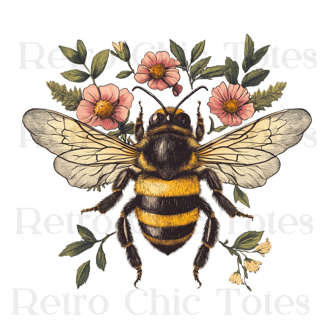 Vintage Bumblebee PNG, Floral Bee Clipart, Cottagecore Insect Illustration, Nature Aesthetic ...