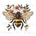 Vintage Bumblebee PNG, Floral Bee Clipart, Cottagecore Insect Illustration, Nature Aesthetic ...