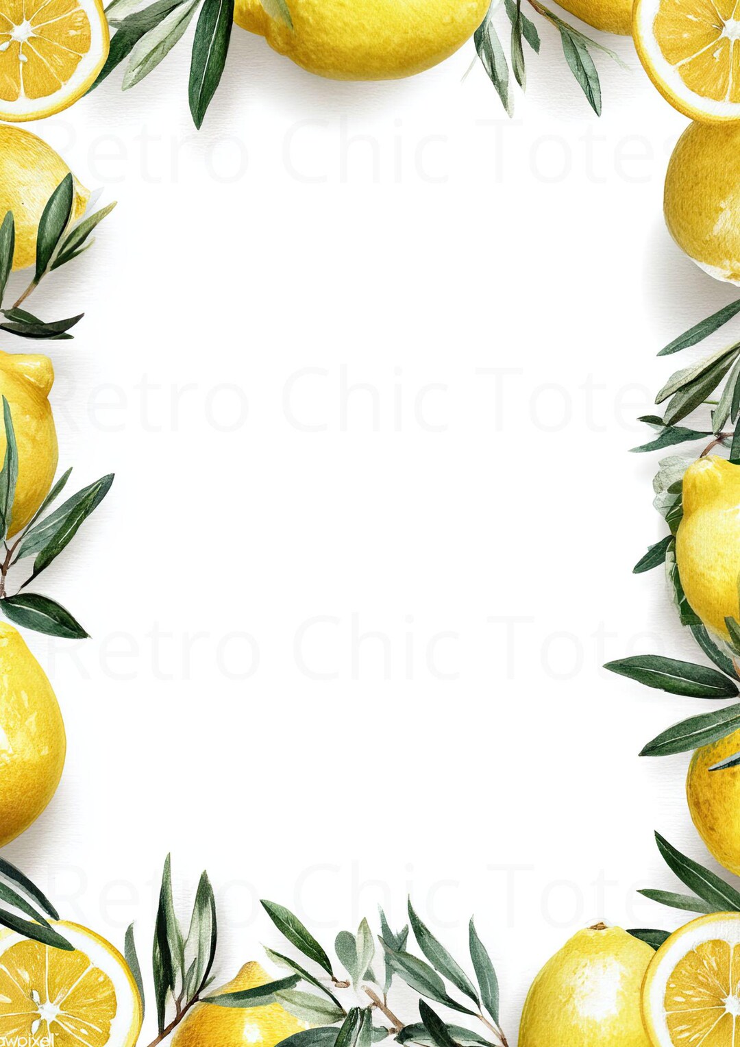Lemon Border Printable A4 PDF, Citrus Fruit Frame, Summer Kitchen Decor ...