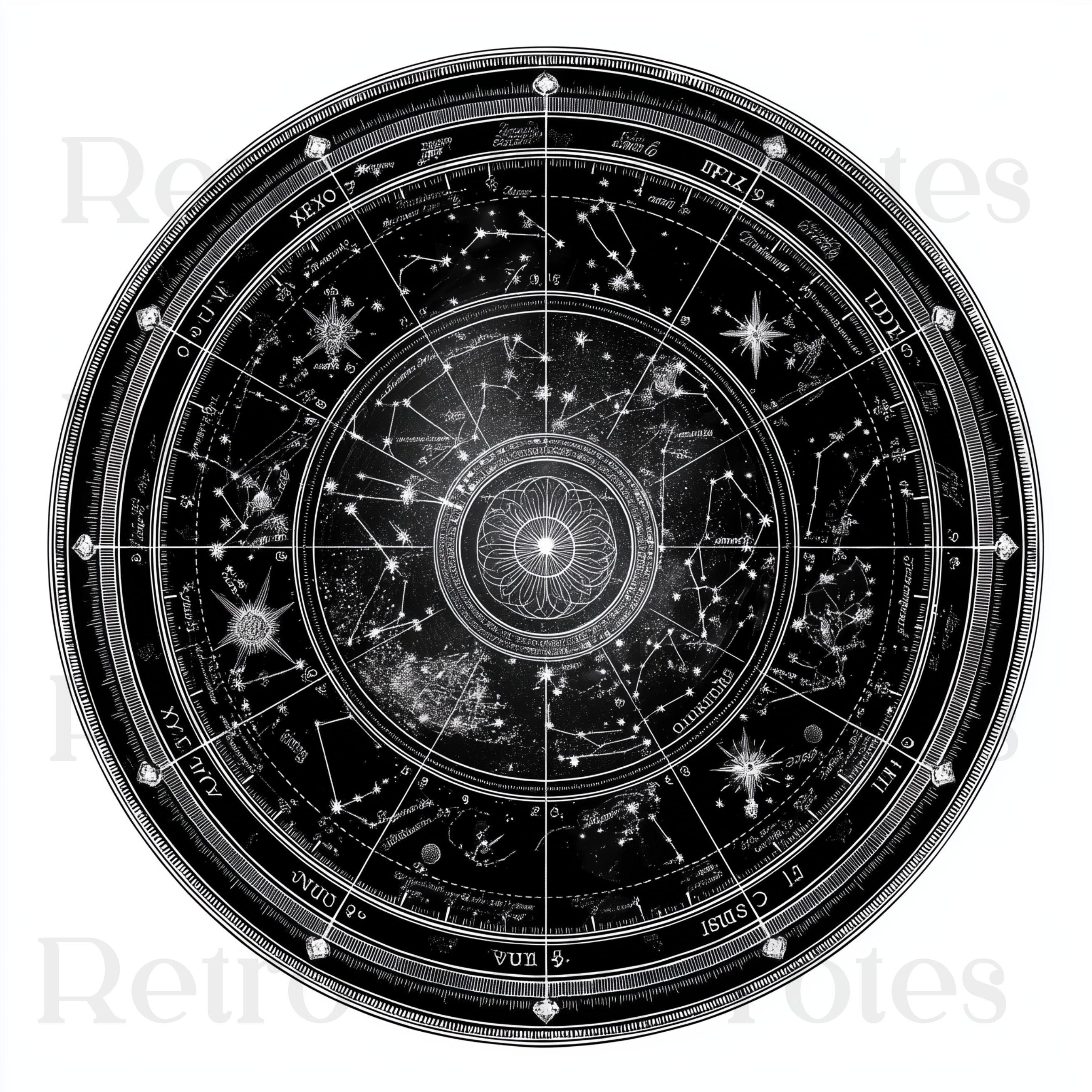 Vintage Star Map PNG, Celestial Astrology Chart Clipart, Constellation ...