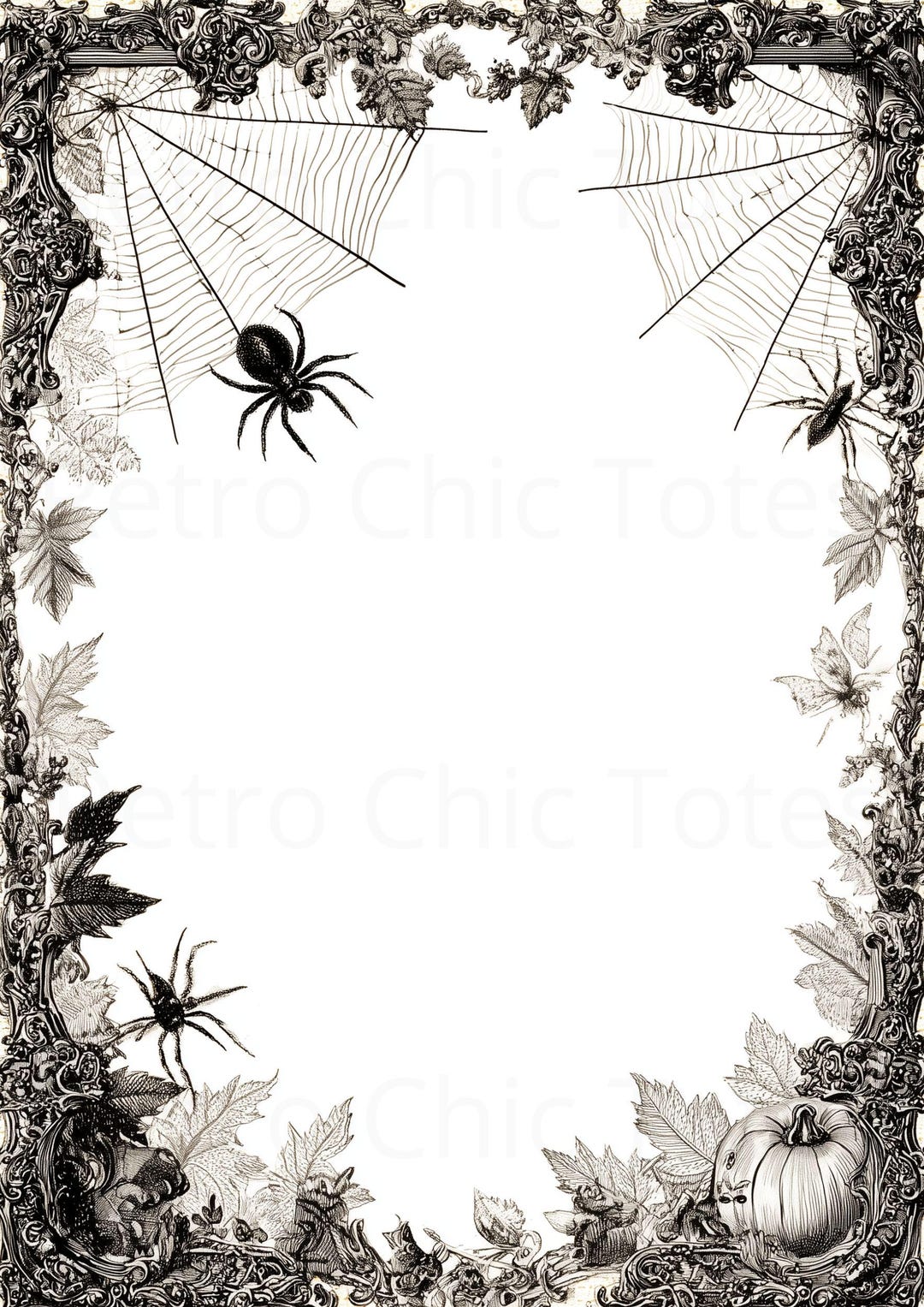 Gothic Spider Web Halloween A4 Printable | Vintage Frame Stationery ...