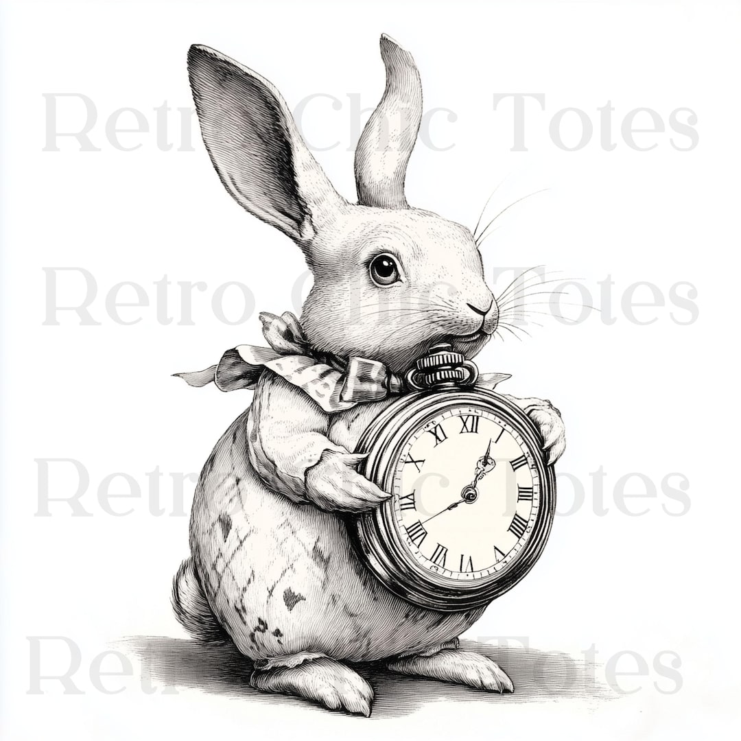Vintage White Rabbit PNG, Alice in Wonderland Clipart, Pocket Watch ...