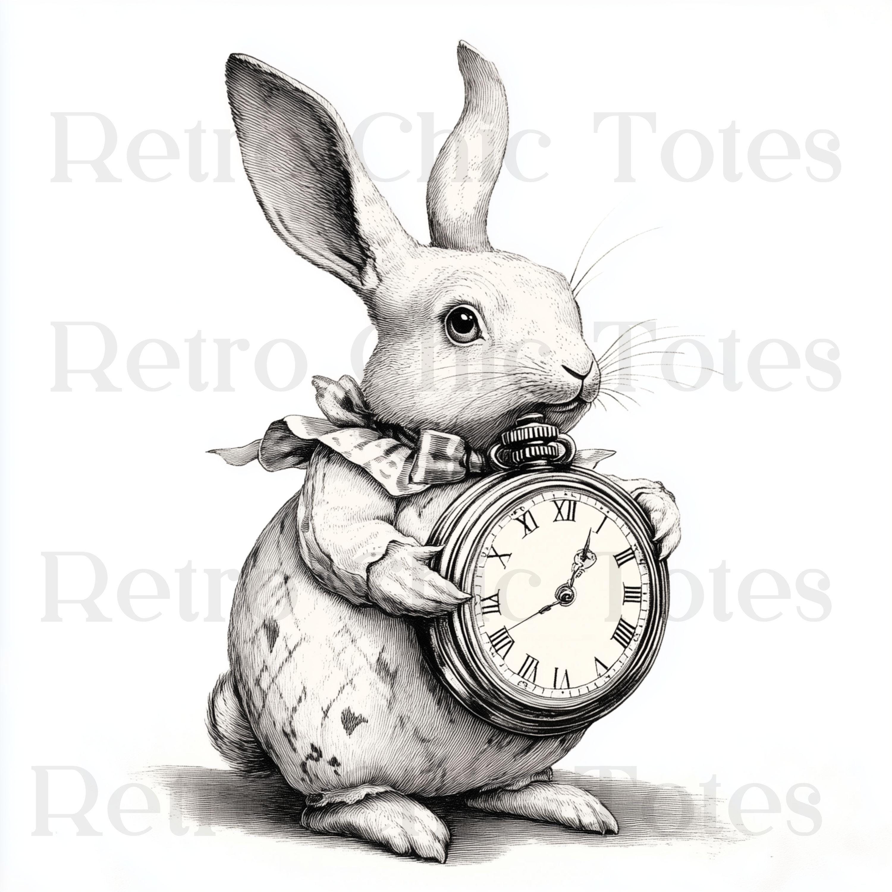 Vintage White Rabbit PNG, Alice in Wonderland Clipart, Pocket Watch ...