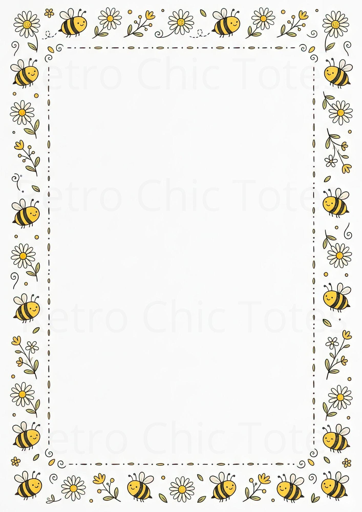 Bee Daisy A4 Printable PDF, Cute Bumblebee Writing Paper, Spring ...