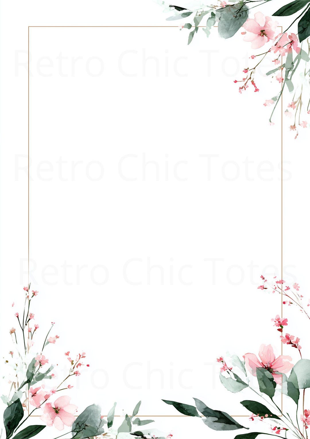 A4 Floral Printable Writing Paper PDF Pink Watercolor Flower Border ...