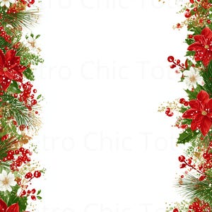 A4 Christmas Floral Letterhead PDF | Printable Poinsettia Stationery ...