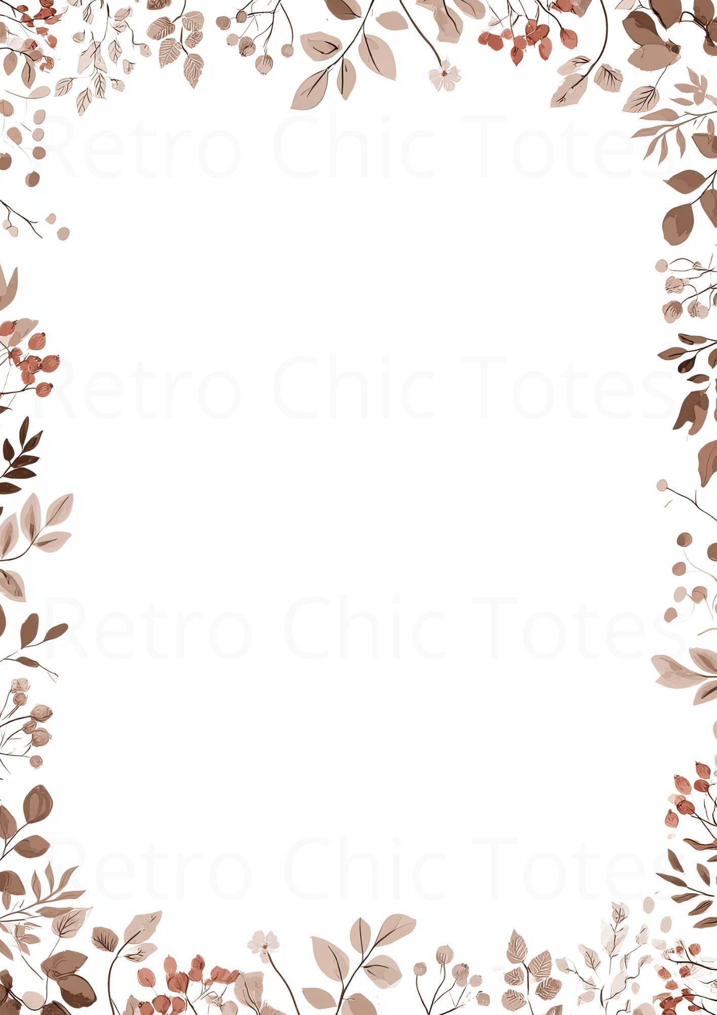 Neutral Botanical Border Printable A4 PDF, Beige Floral Frame ...