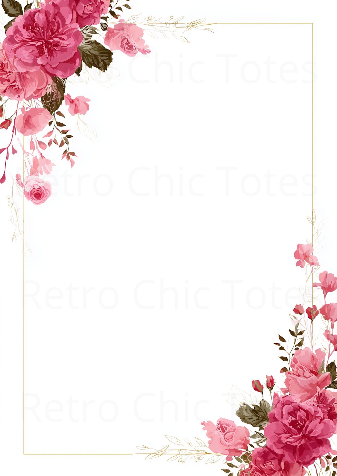 Romantic A4 Floral Border PDF | Printable Pink Flower Stationery ...