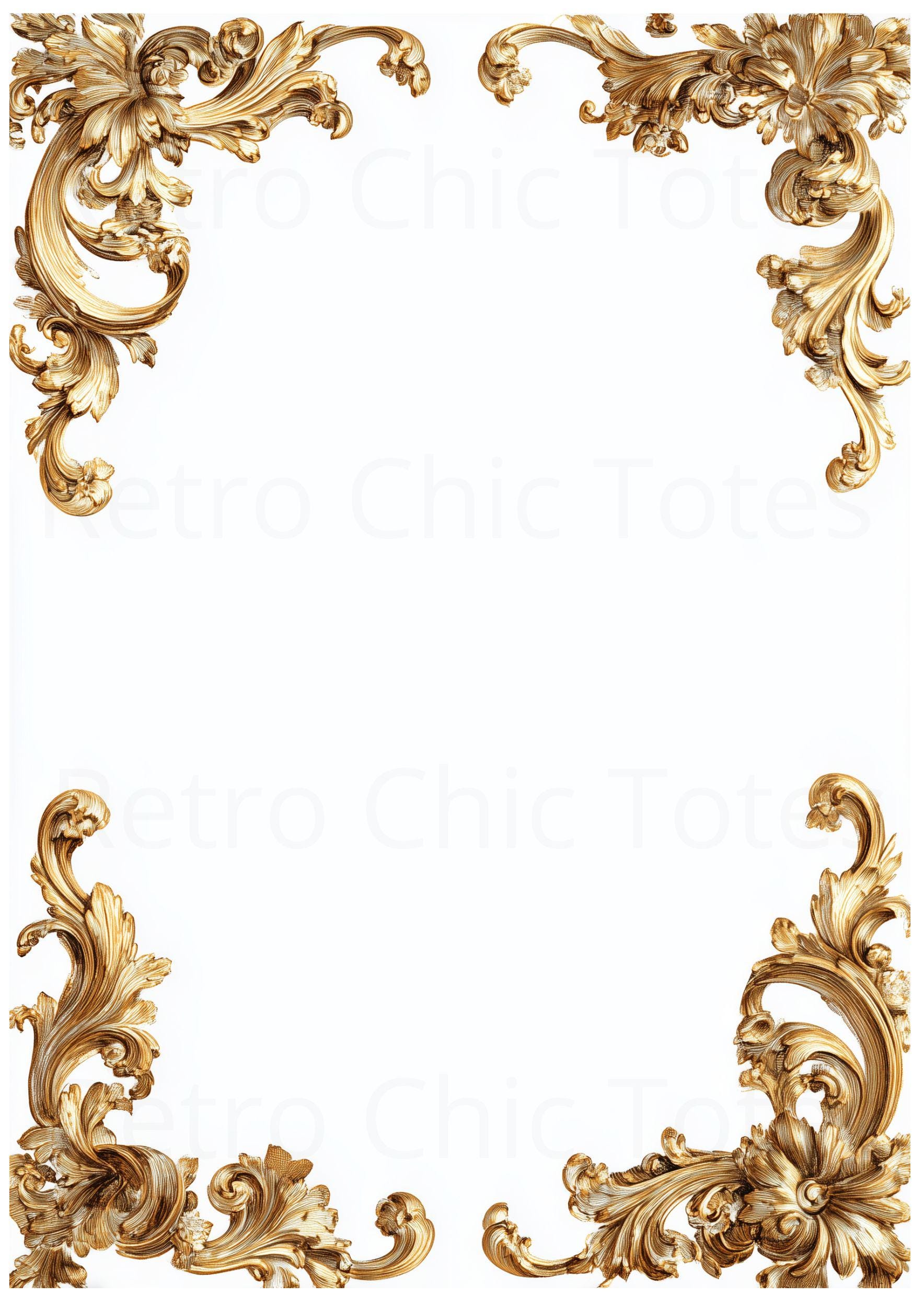 A4 Baroque Gold Border Printable, Ornate Letterhead Template, Filigree ...