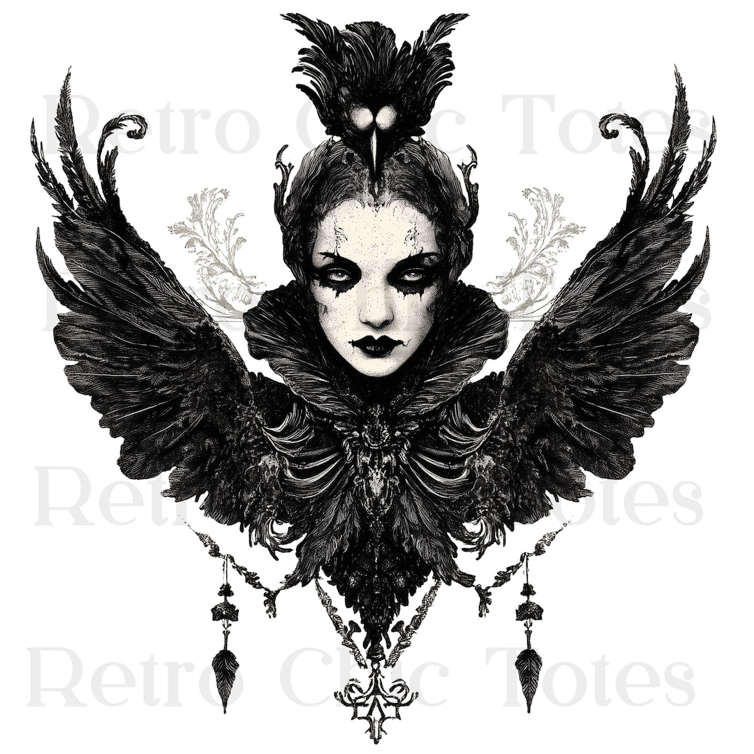 Dark Gothic Raven Queen PNG, Crow Witch Clipart, Occult Fantasy Art ...