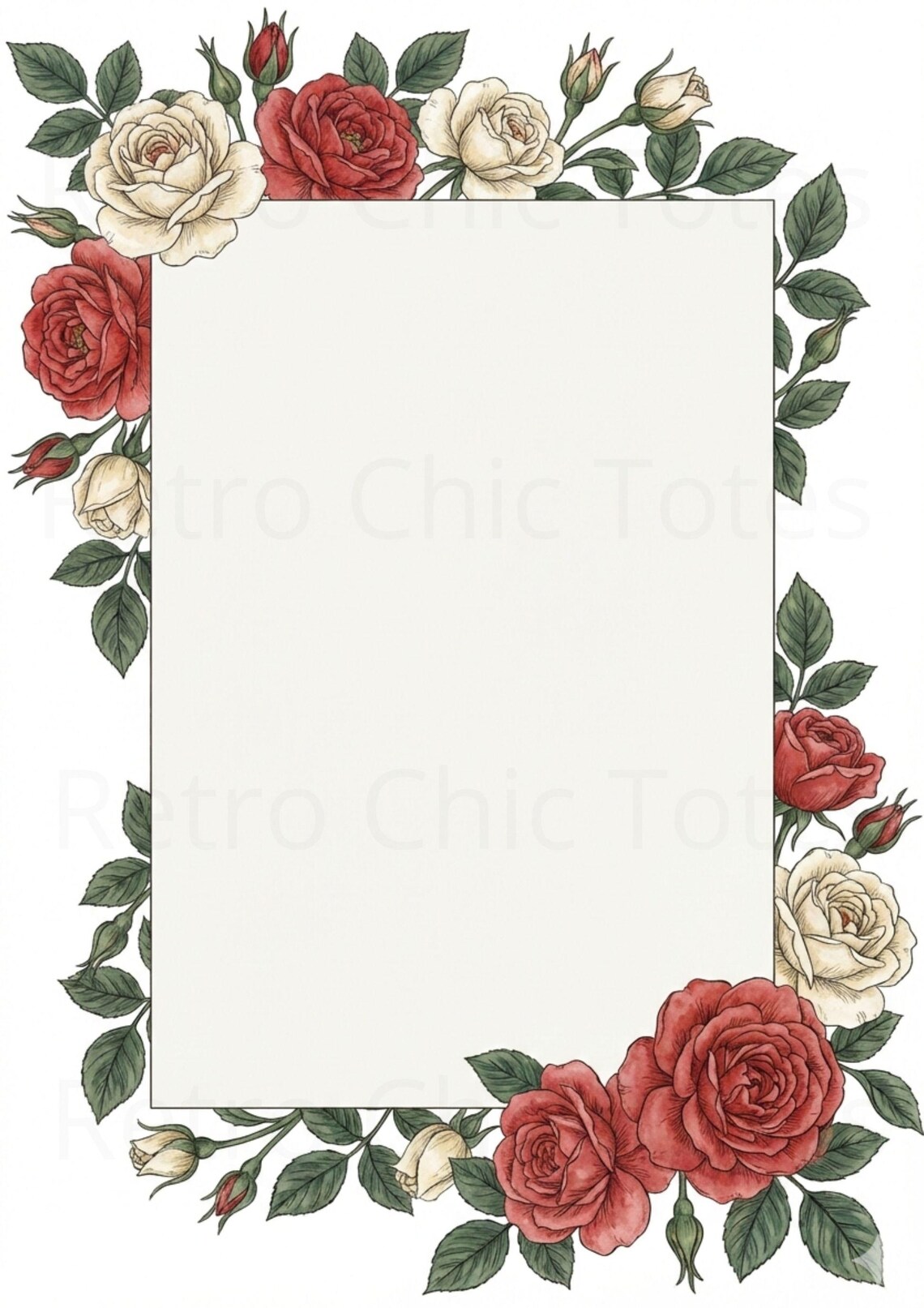 Vintage Rose Letterhead A4 Printable | Floral Border Stationery PDF ...
