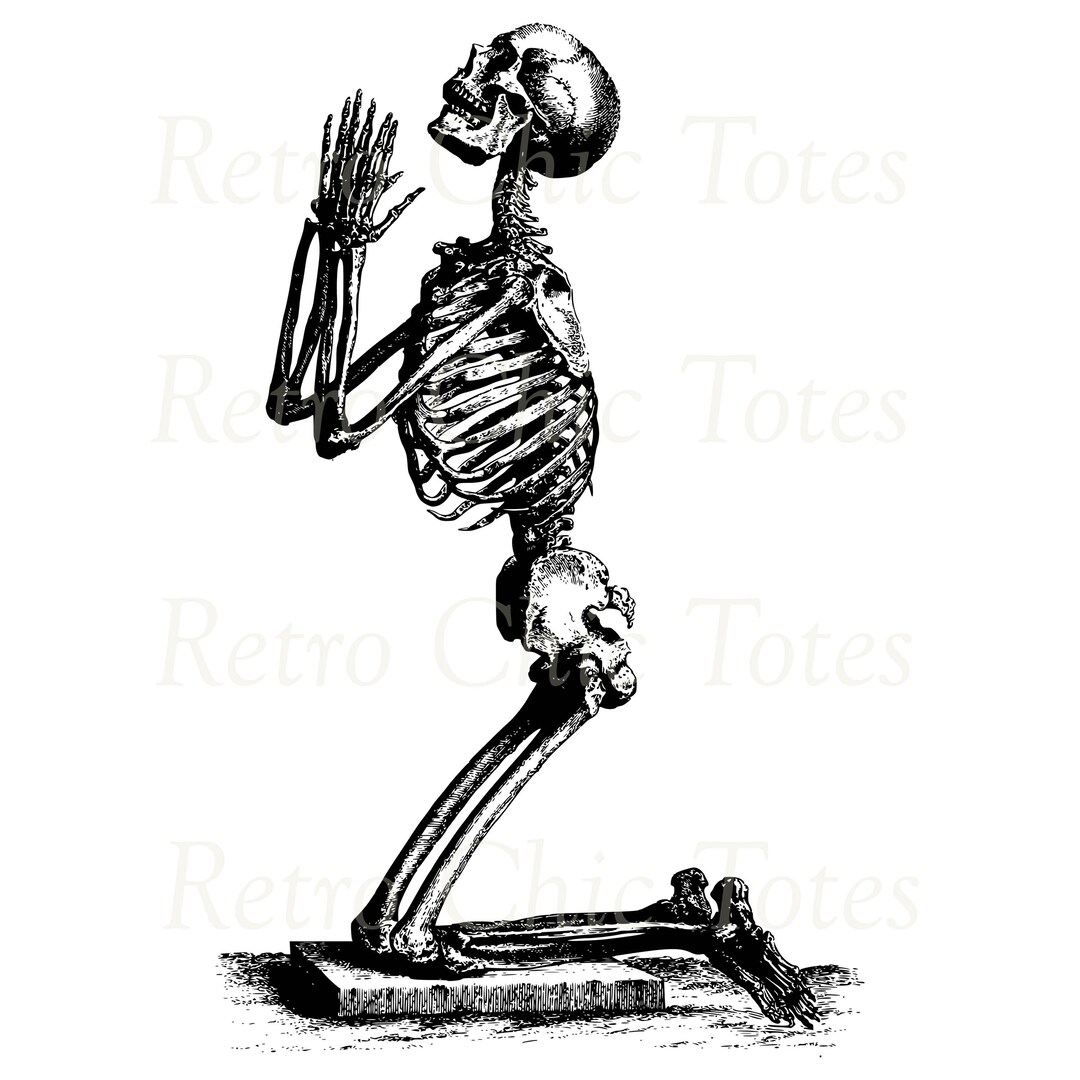 Vintage Skeleton Praying Illustration – Digital Download PNG – Gothic ...