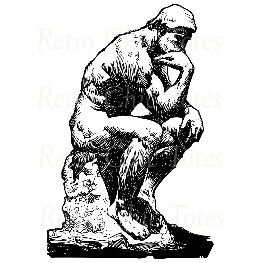 Classic the Thinker Statue Illustration – Digital Download PNG ...