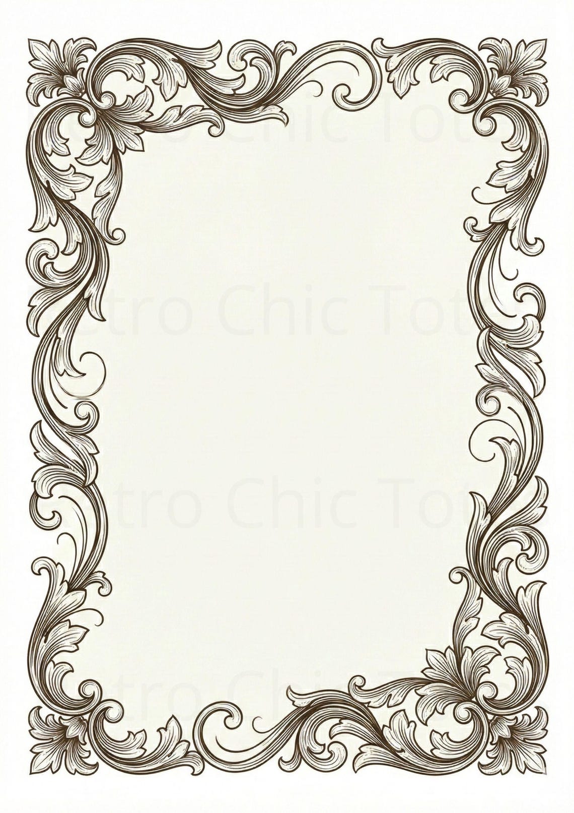 Vintage Ornate Border A4 Printable | Antique Scroll Frame Writing Paper ...
