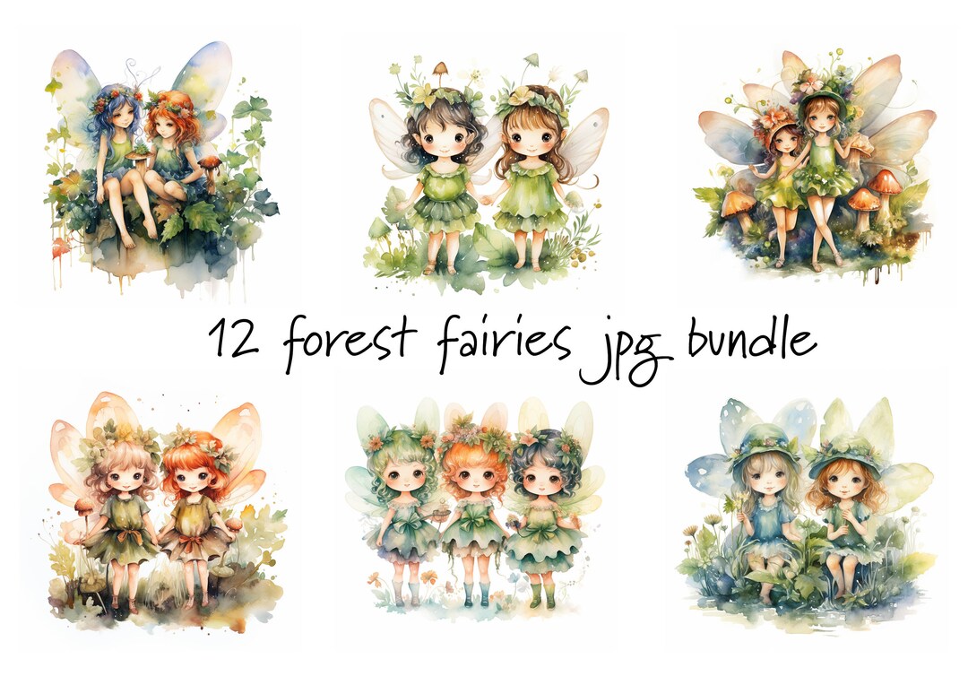 12 Forest Faries Clipart Bundle Watercolor Faries Bundle - Etsy