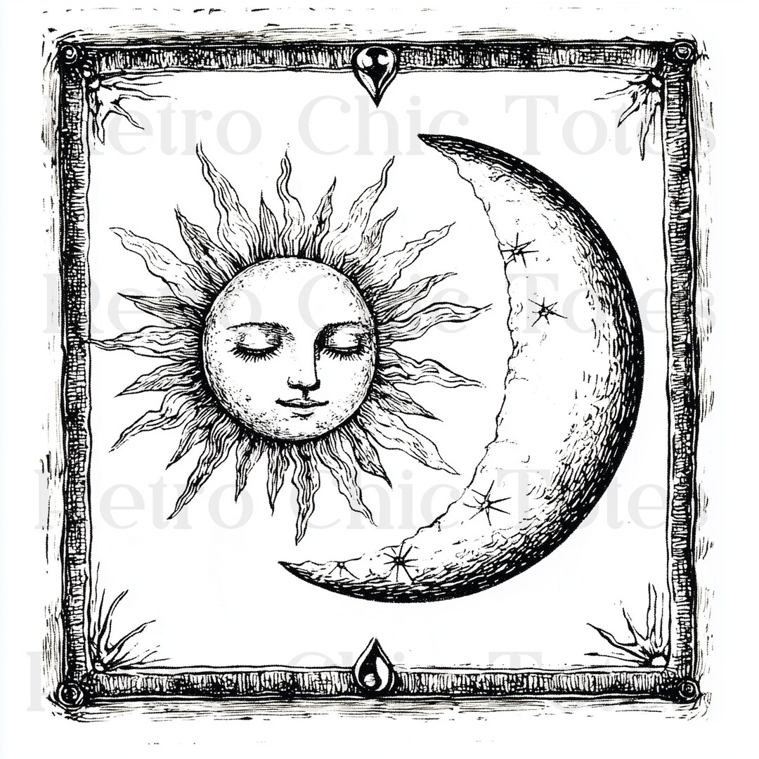 Sun and Moon PNG, Vintage Celestial Clipart, Mystic Astrology Art ...