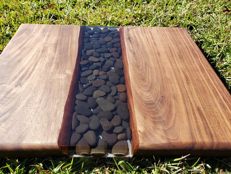 Custom Embedded Epoxy River Table Serving Trays / Cutting Boards ...
