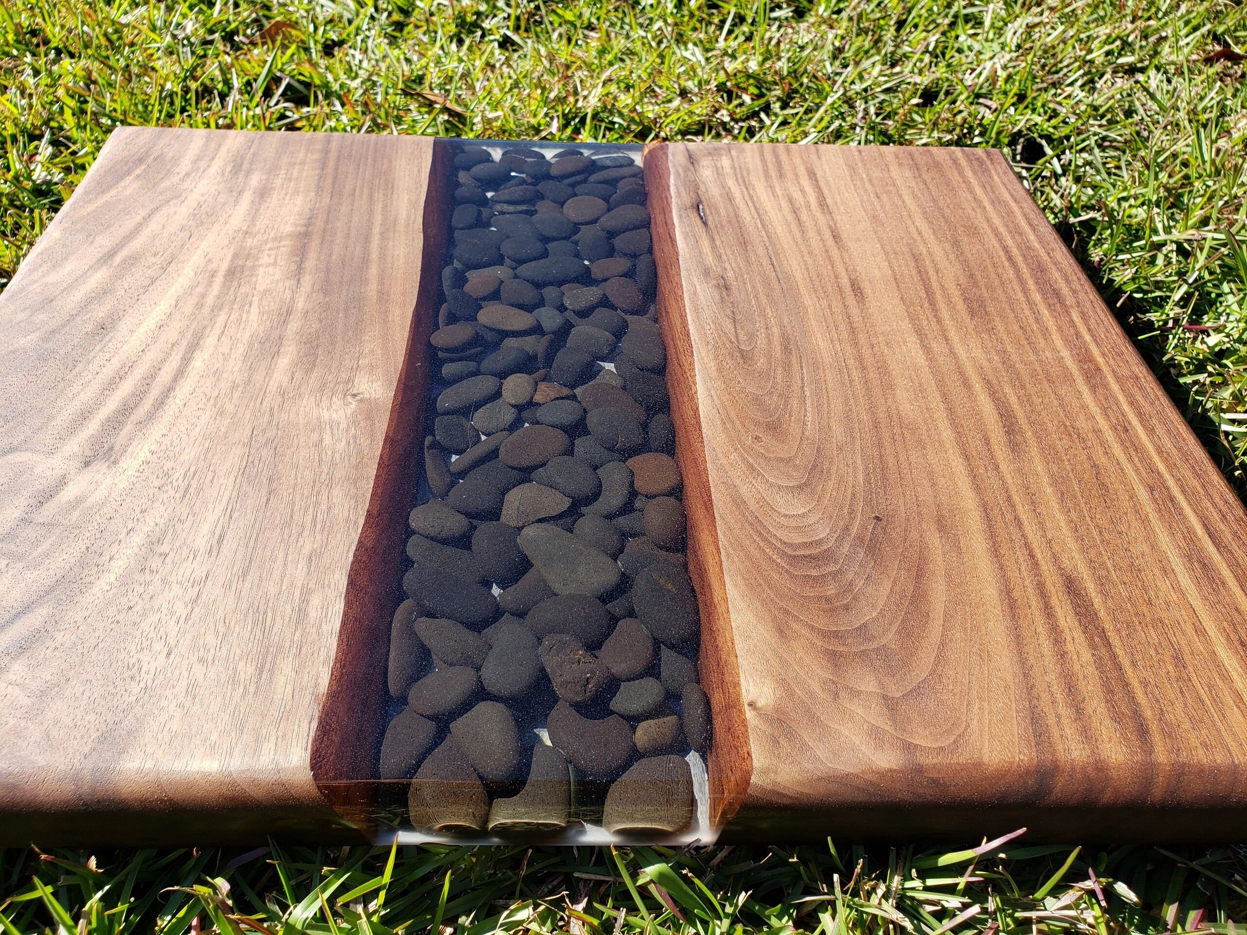 Custom Embedded Epoxy River Table Serving Trays / Cutting Boards ...