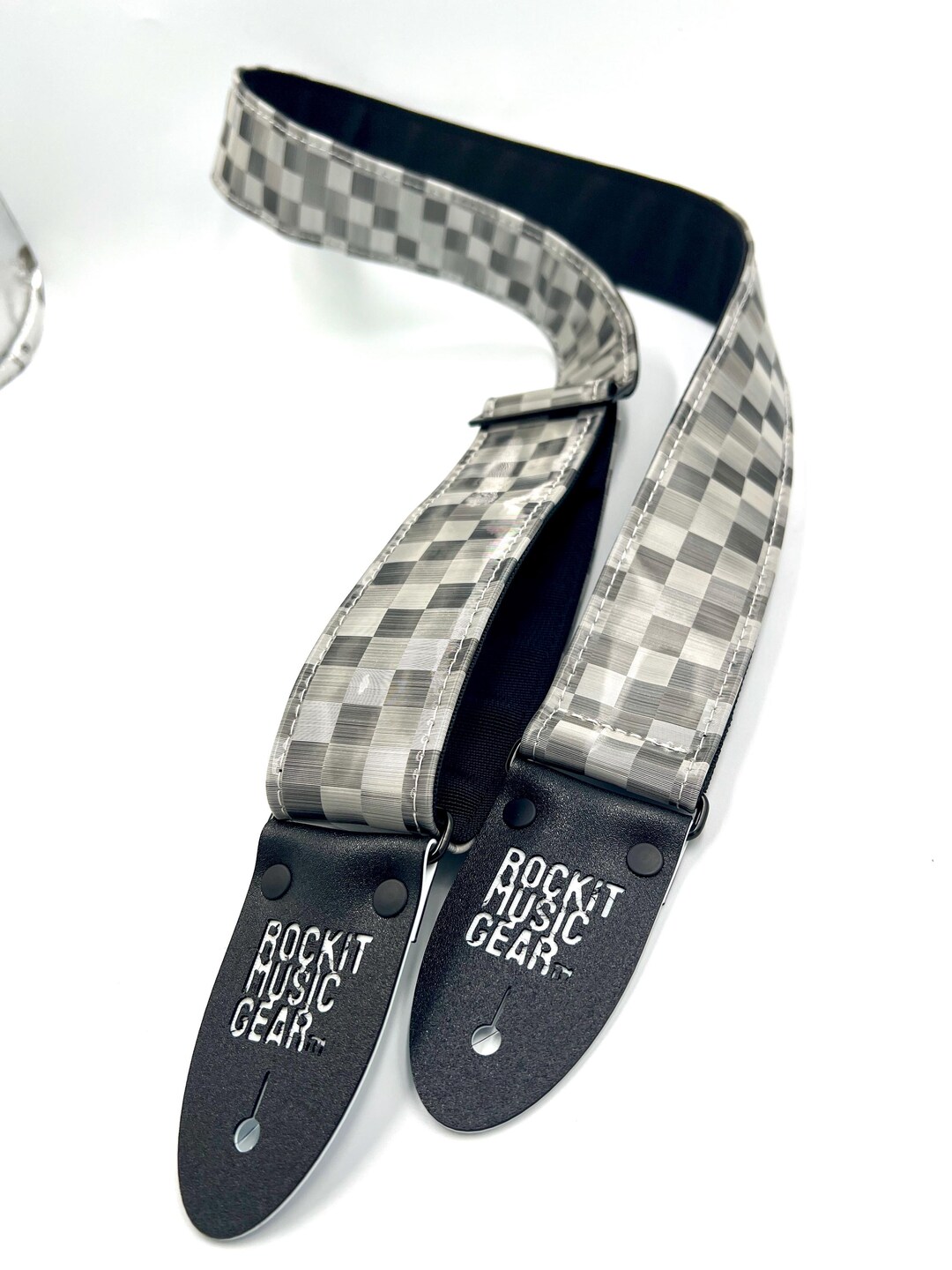 Static Gray and White Checkers 3D Vinyl Vegan Guitar Strap - Etsy