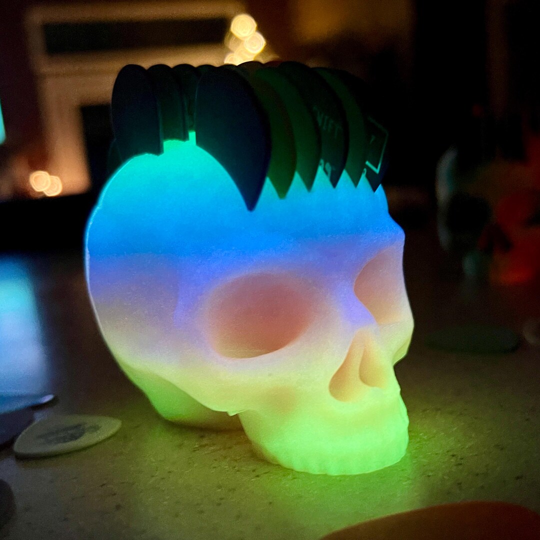 Glow in the Dark Mega Mohawk Skull Pick Holder - Etsy