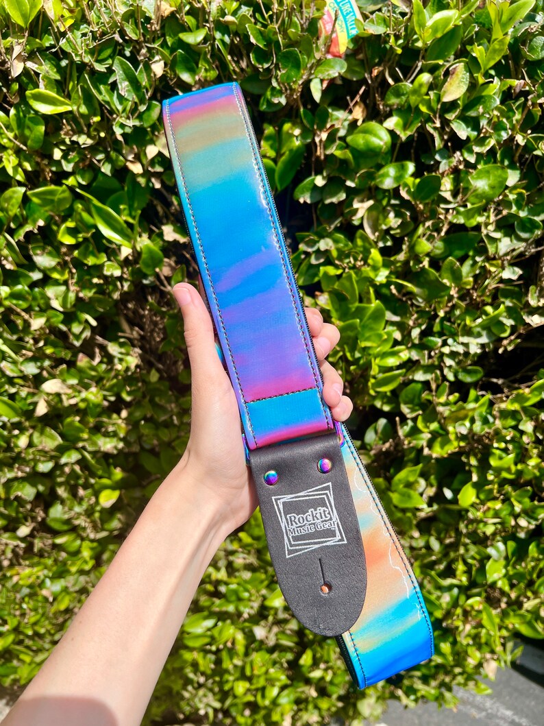 Rainbow Lenticular W/rainbow Hardware Guitar Strap Limited - Etsy