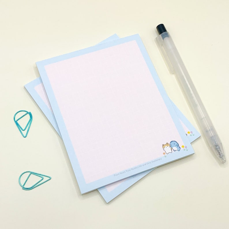 Kit and Dino Notepad 4 X 5 Notepad Grid Notepad Cute Cat - Etsy