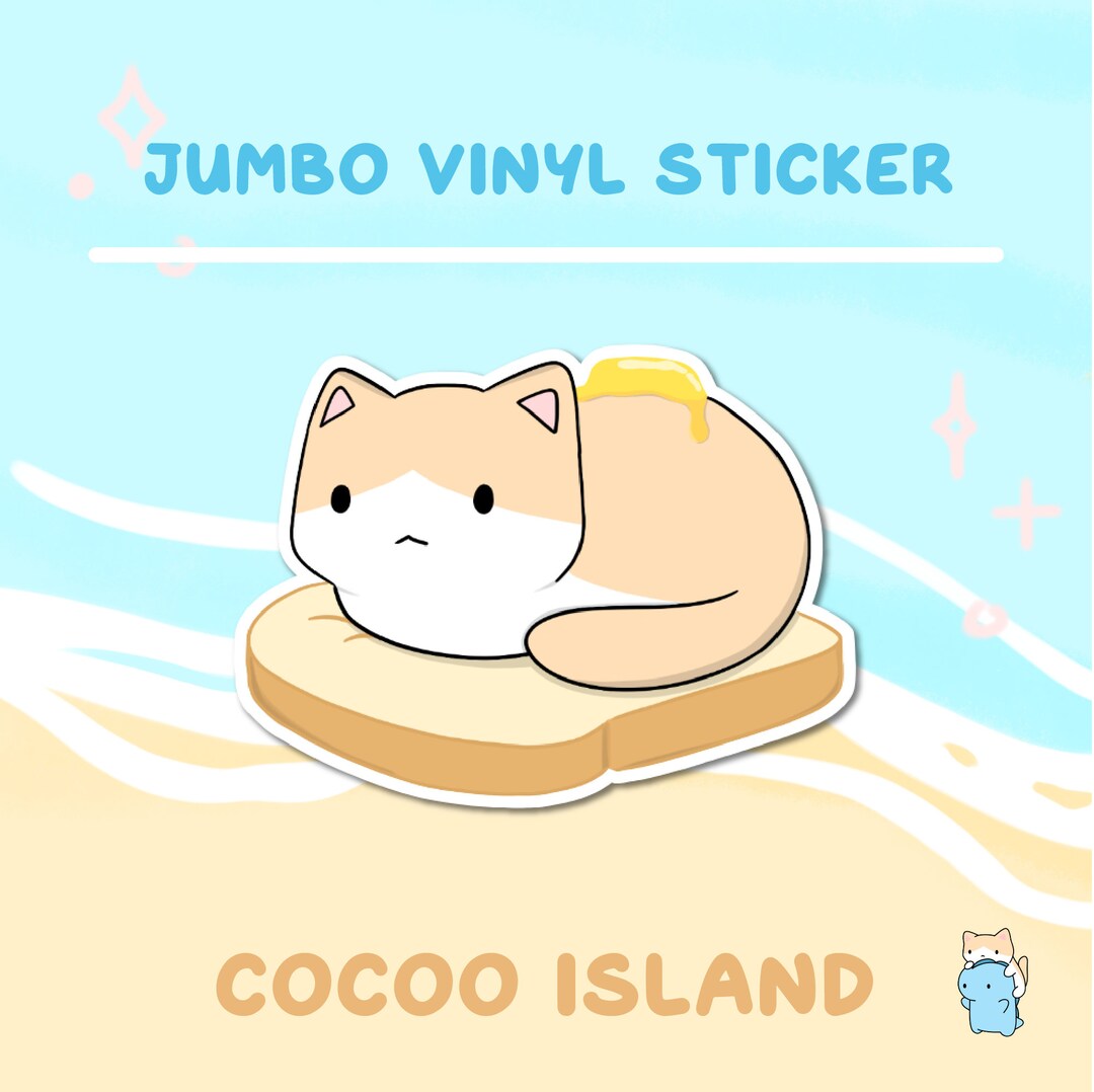 JS35 - Kit Toast Sticker, Cat Loaf Sticker, Cute Cat Sticker, Cute ...